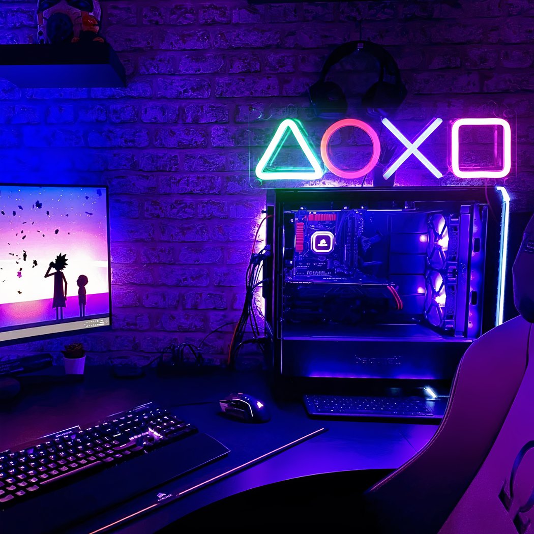 Futuristische neon wandlamp • Verlichting Trends