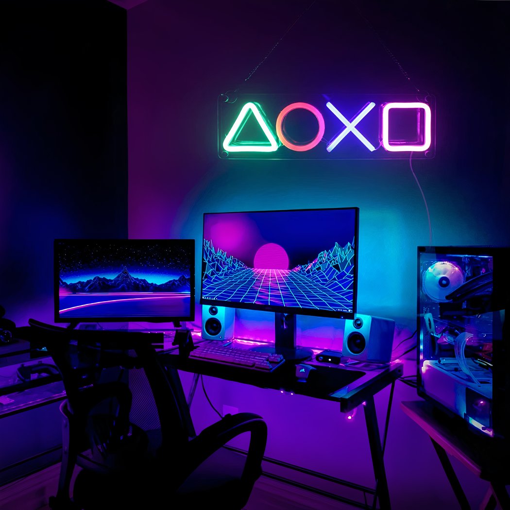 Futuristische neon wandlamp • Verlichting Trends