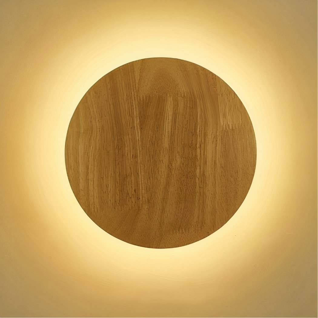 Ronde houten LED wandlamp • Verlichting Trends