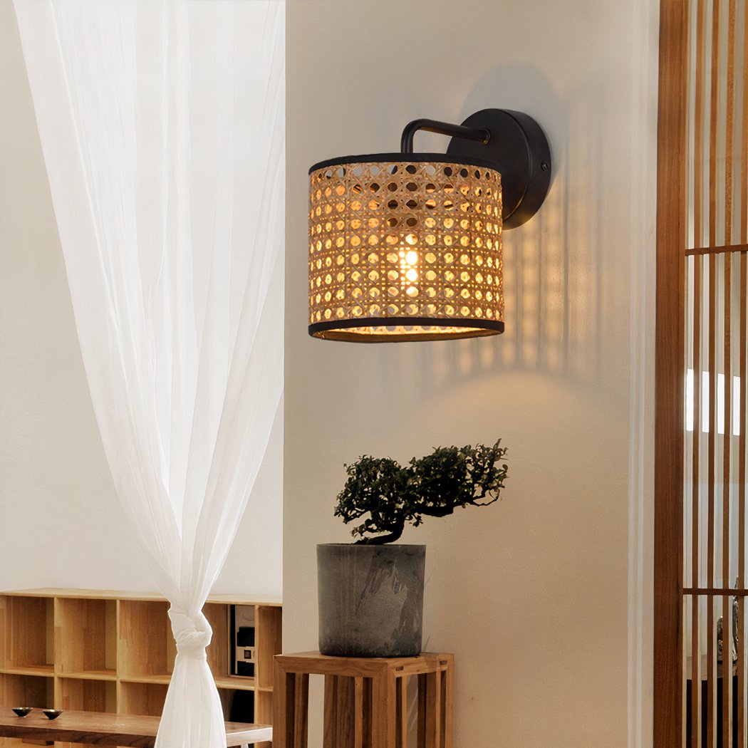 Wandlamp van rotan in Japanse stijl • Verlichting Trends