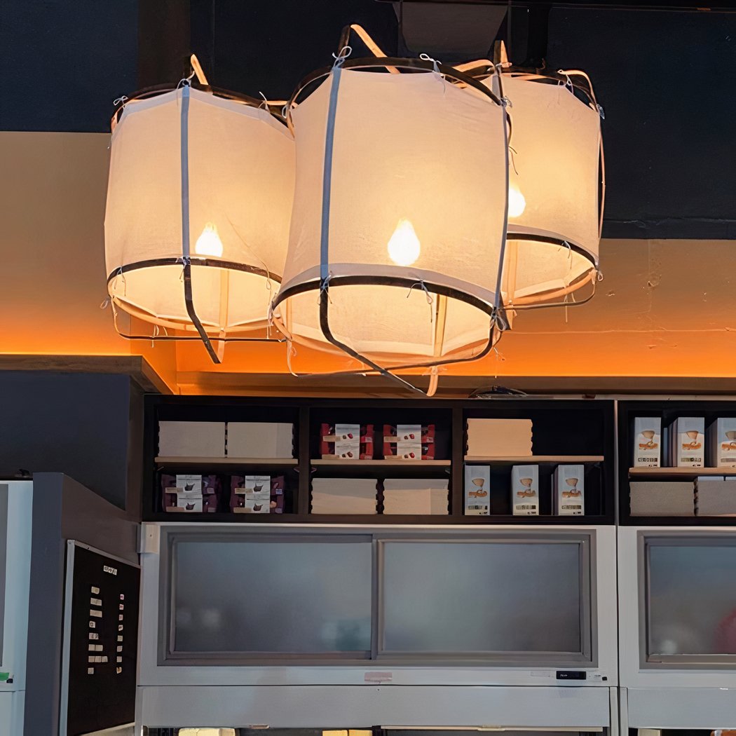 Witte design linnen hanglamp • Verlichting Trends