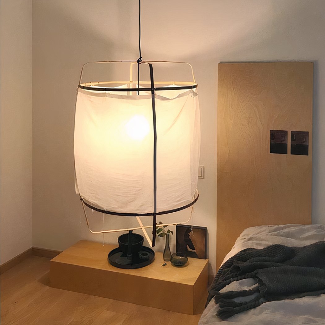 Witte design linnen hanglamp • Verlichting Trends