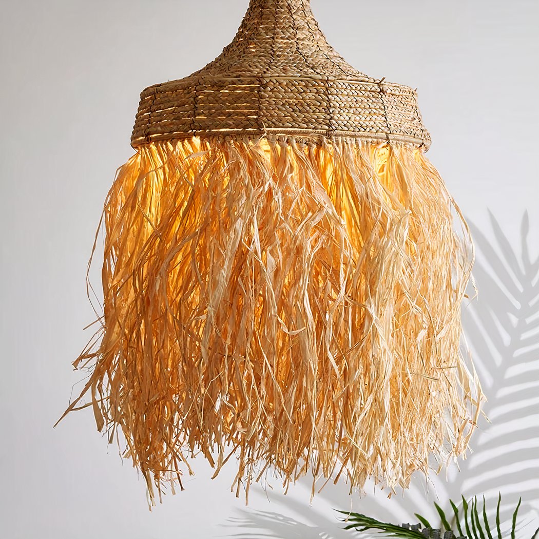 Handgeweven kroonluchter van stro • Verlichting Trends